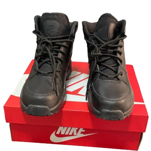 Nike | Shoes | Nike Manoa Ltr Black Leather Boots Kids Youth Size 3y ...